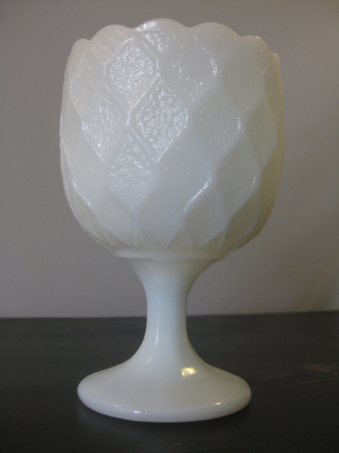 Milk Glass Goblet With Quilted Diamond Pattern / Harlequin Milk Glass ...