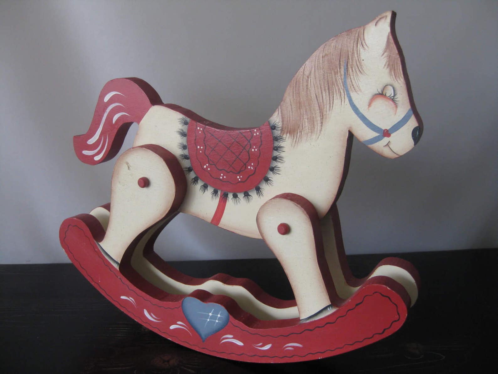 Vintage Handcrafted Wooden Rocking Horse / Folk Art Rocking Horse ...