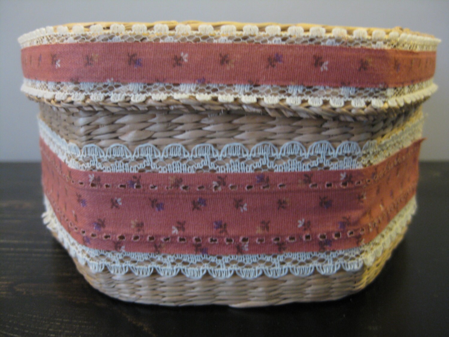Small Hand Woven Straw Sewing Box / Small Vintage Sewing Box / Small ...