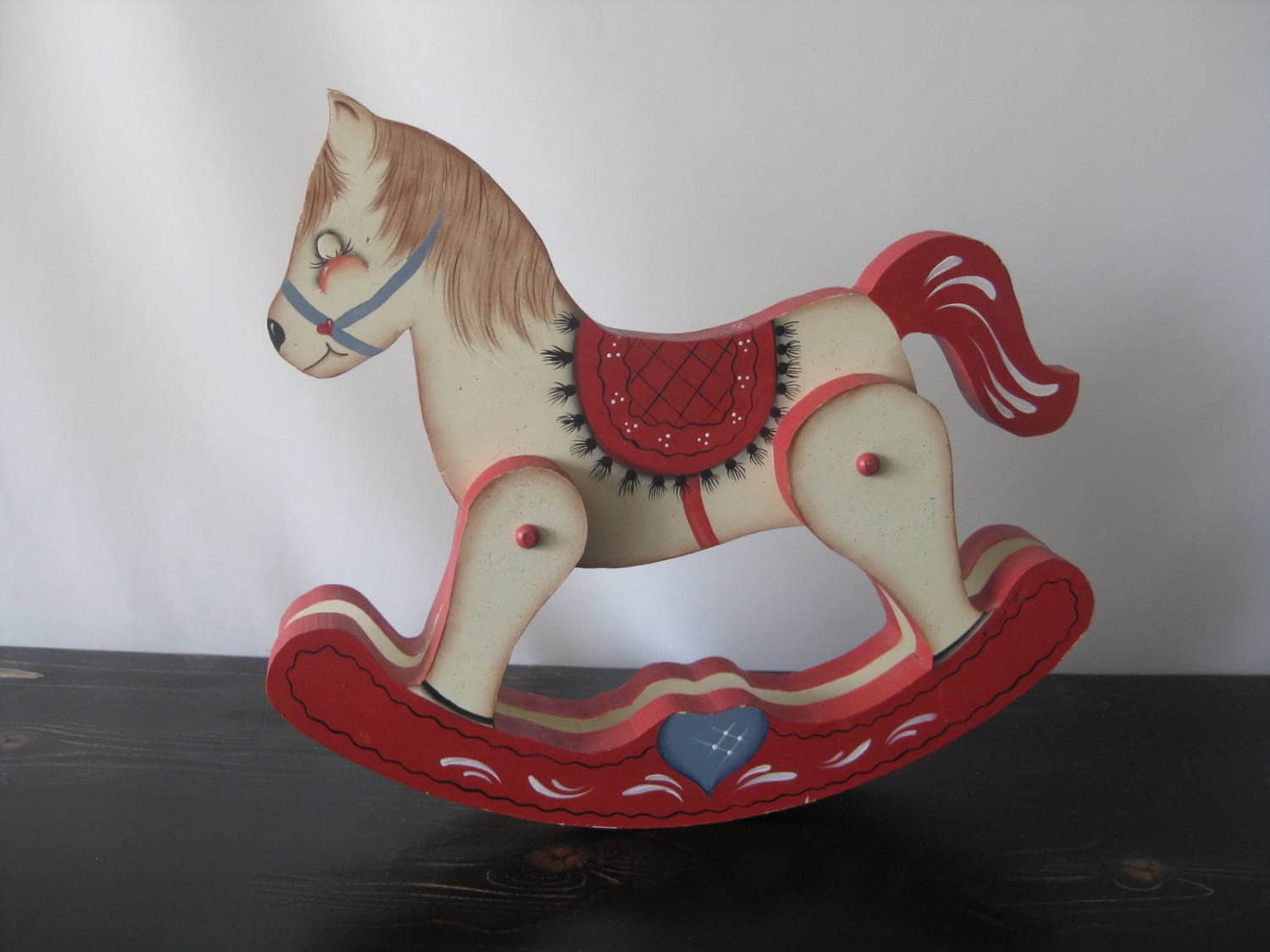 Vintage Handcrafted Wooden Rocking Horse / Folk Art Rocking Horse ...