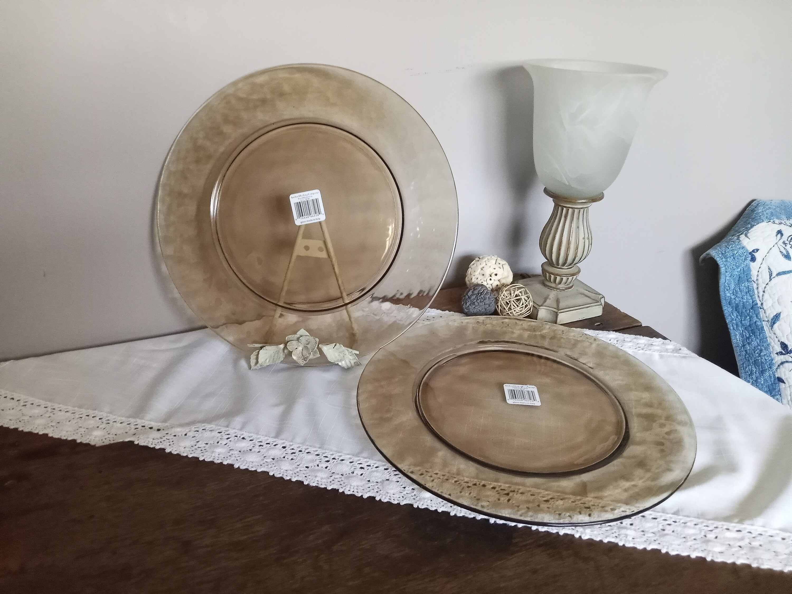 Rare Anchor Hocking Brown Italian Glass Dinner Salad Plates set of 2 ...