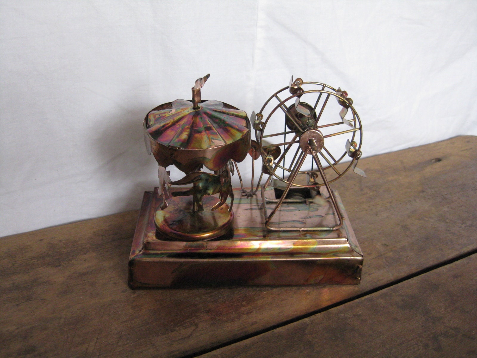 Art & Collectibles Vintage Copper Handmade Musical Wind-up Ferris Wheel ...