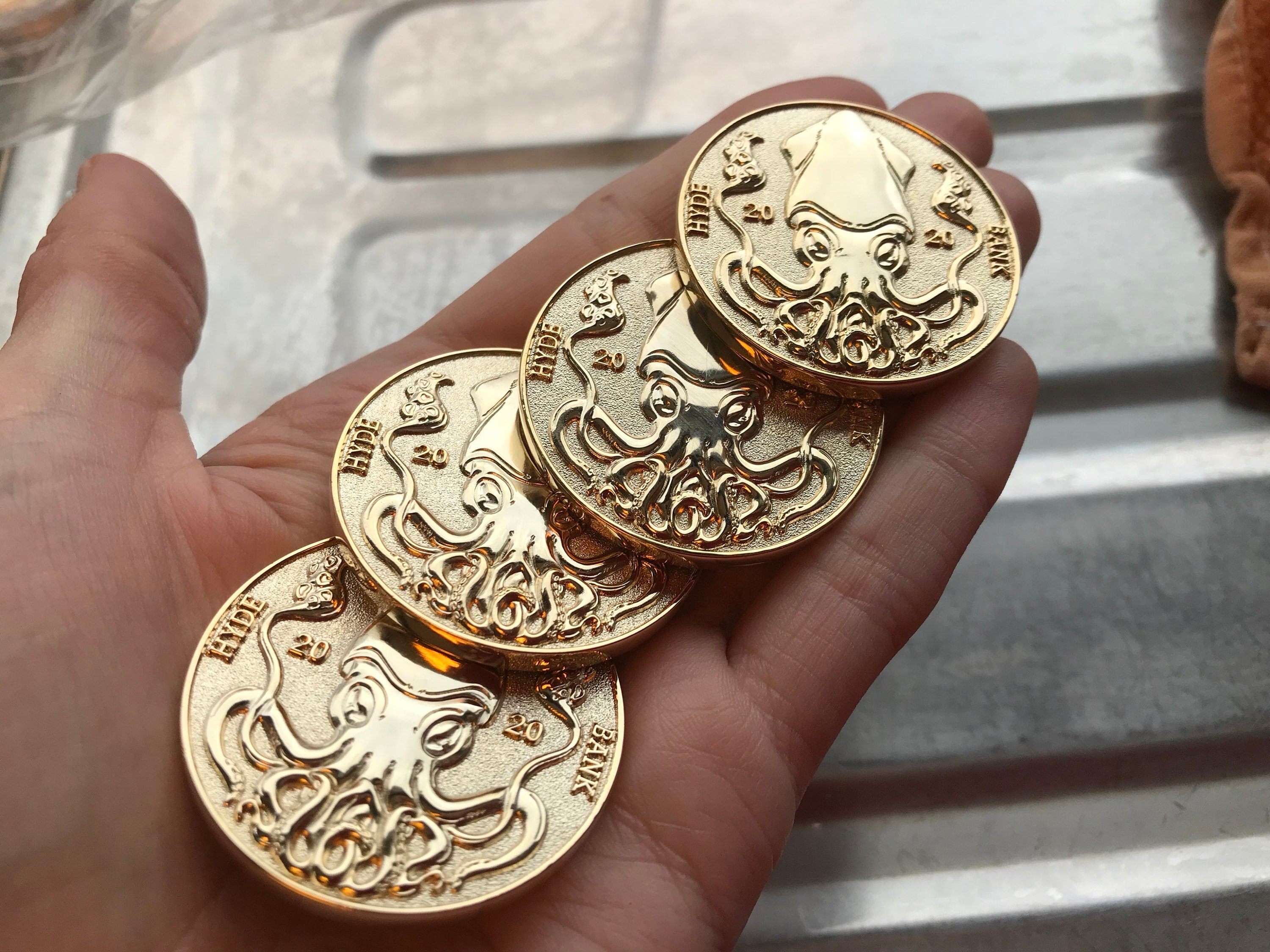 Gold Squid Coin | Etsy