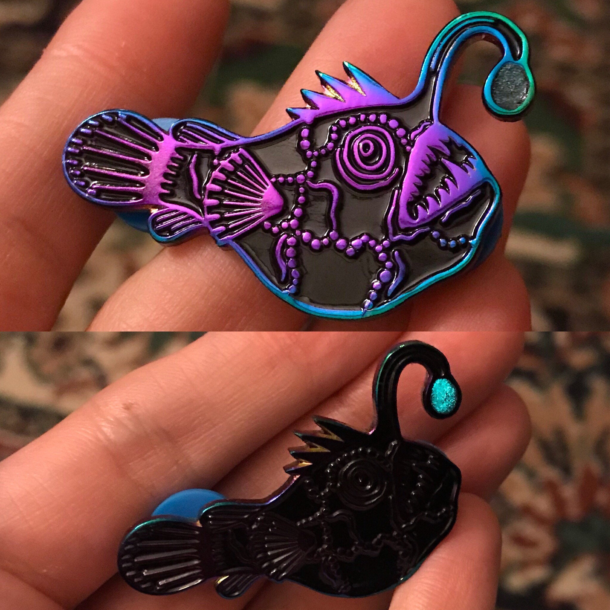 Rainbow Plate Anglerfish Enamel Pin - Etsy UK