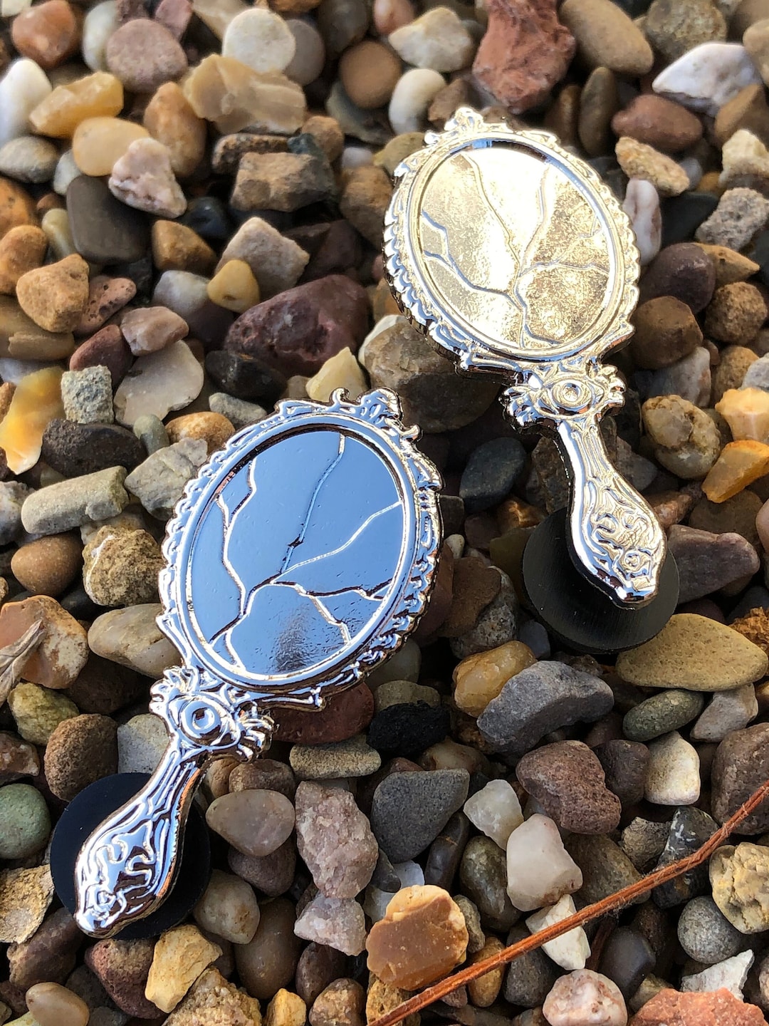 Mirror Enamel Pin, Victorian Gothic 3D Finish Silver, - Etsy