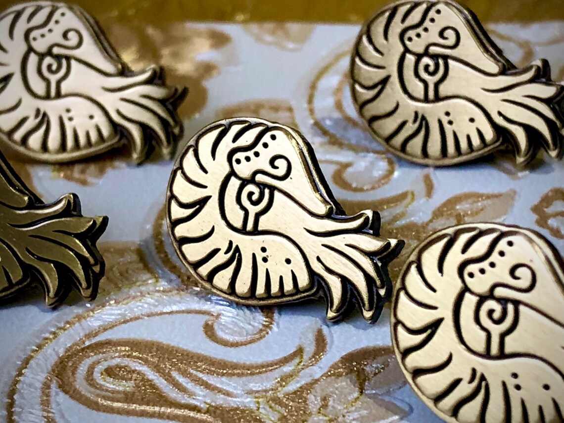 Gold Nautilus Enamel Pin - Etsy