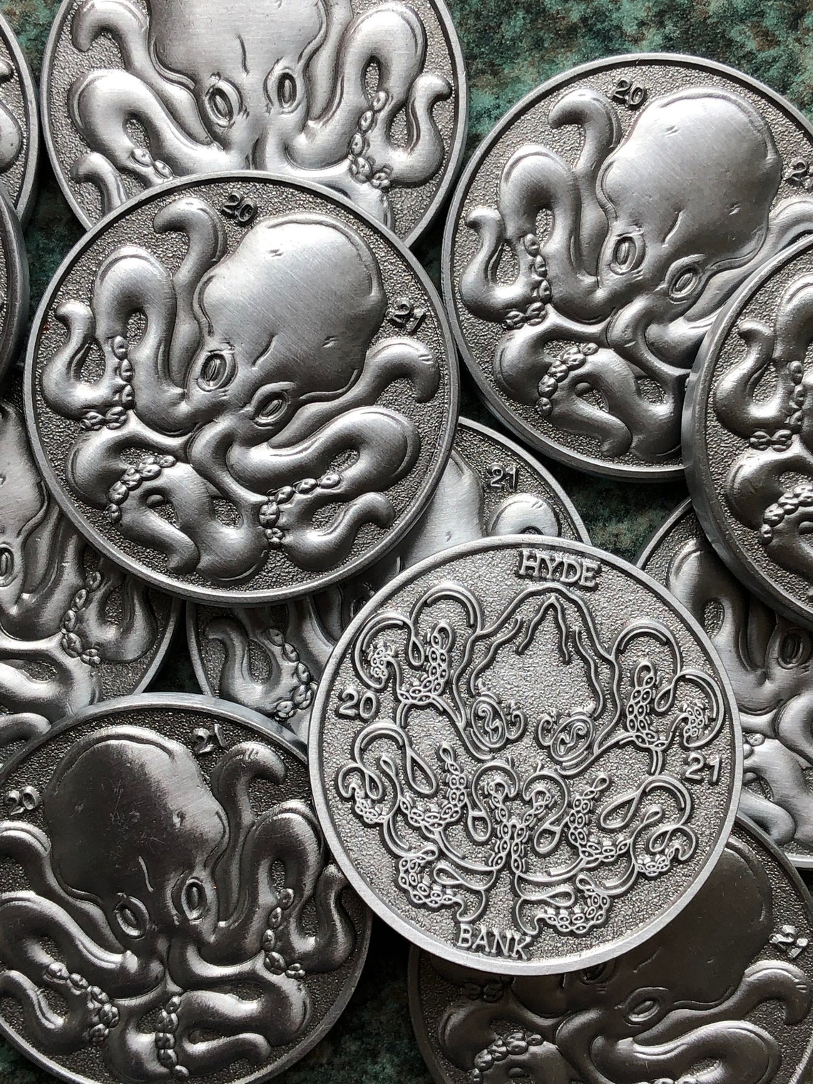 5 x Antique Silver Octopus Coins | Etsy