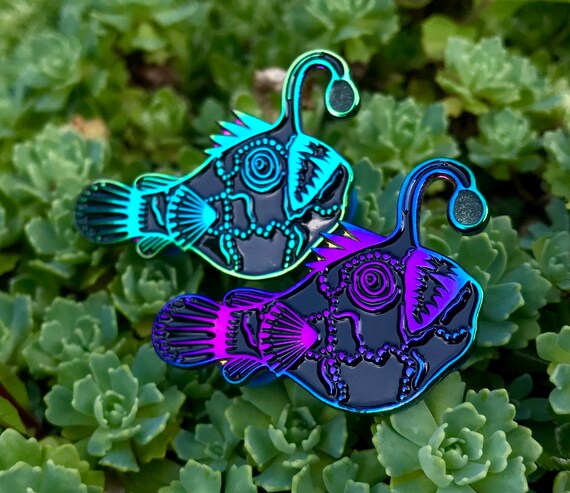 Rainbow Plate Anglerfish Enamel Pin | Etsy