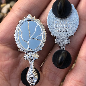 Mirror Enamel Pin, Victorian Gothic 3D Finish Silver, - Etsy