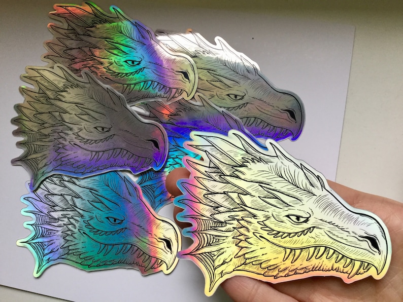 HOLOGRAPHIC Dragon Sticker | Etsy