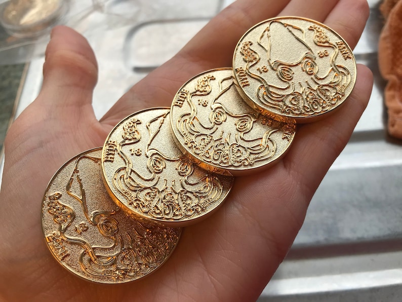 Gold Squid Coin | Etsy