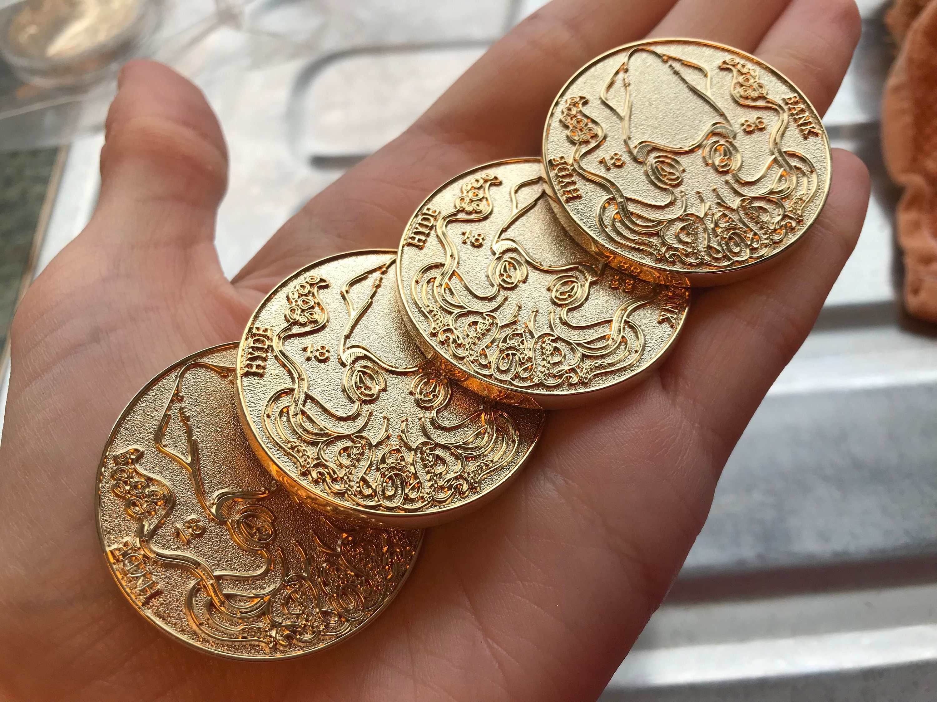 Gold Squid Coin | Etsy