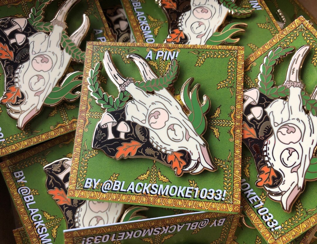 B GRADES Muntjac Deer Skull Enamel Pin - Etsy