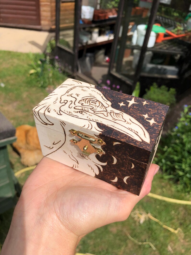 Pyrography Crow Box, Small Jewellery Box - Etsy
