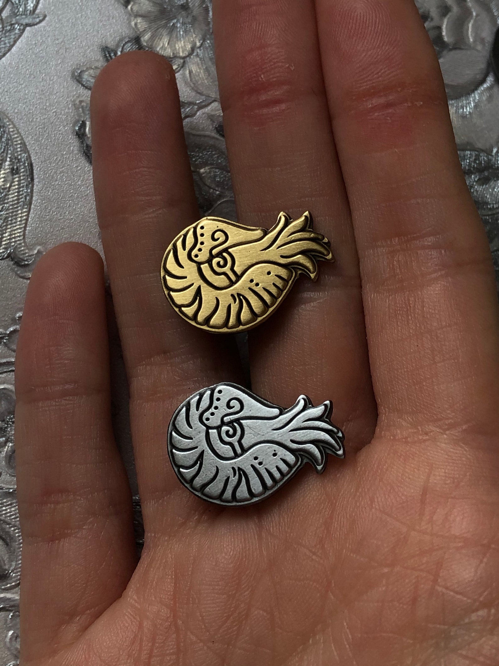 Gold Nautilus Enamel Pin - Etsy