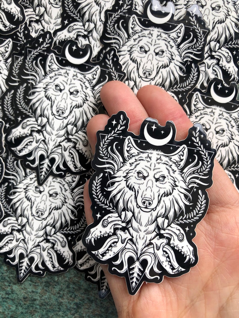 Black Wolf Sticker - Etsy