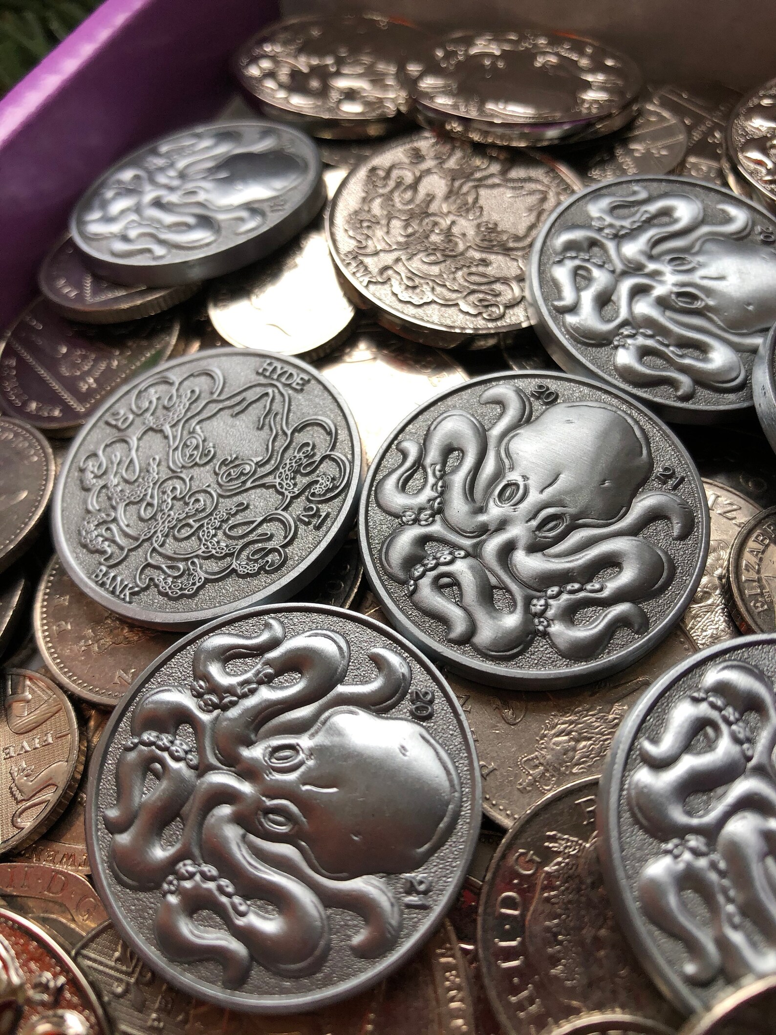 5 x Antique Silver Octopus Coins | Etsy