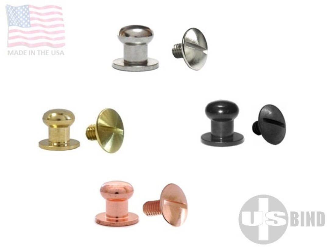 Small Button Head Stud & Screw Solid Brass Nickel Black Copper Antique ...