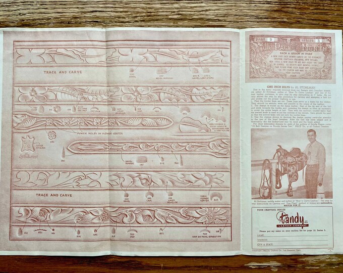 Vintage 1952 Tandy Leather Doodle Page of the Month - Carving 1-inch ...