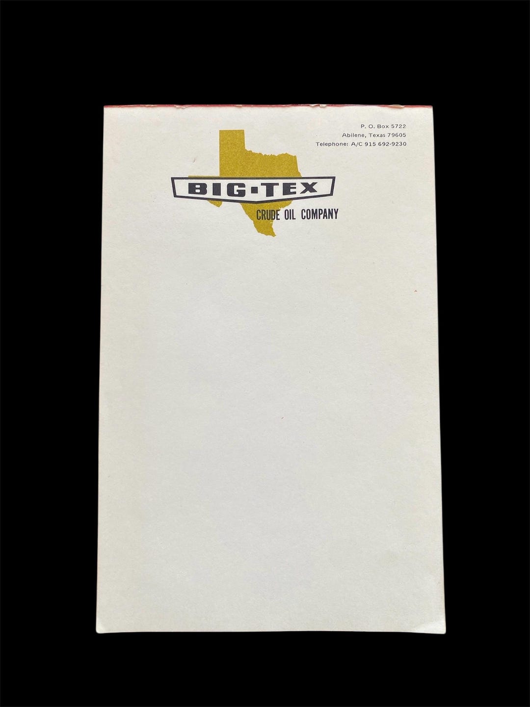 Vintage Big Tex Crude Oil Company Note Pad, Abilene TX Collectible ...