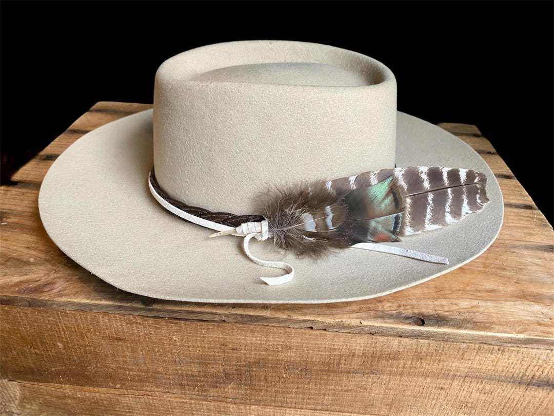 Wild Turkey Feather Hat Trim 9 Long W/deerskin Leather Wrapped Quills ...