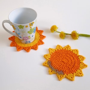 Sun Crochet Coaster PDF Pattern, Summer Coasters, Sunshine Coaster, Sun ...