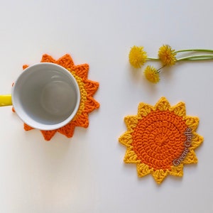 Sun Crochet Coaster PDF Pattern, Summer Coasters, Sunshine Coaster, Sun ...
