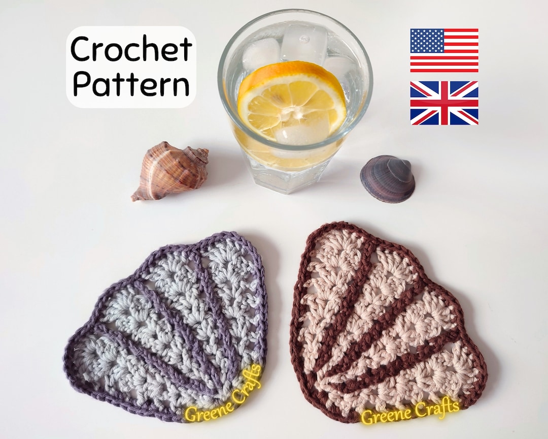 Crochet Scallop Coasters. Crochet Seashell, Beach Coasters, Shell ...