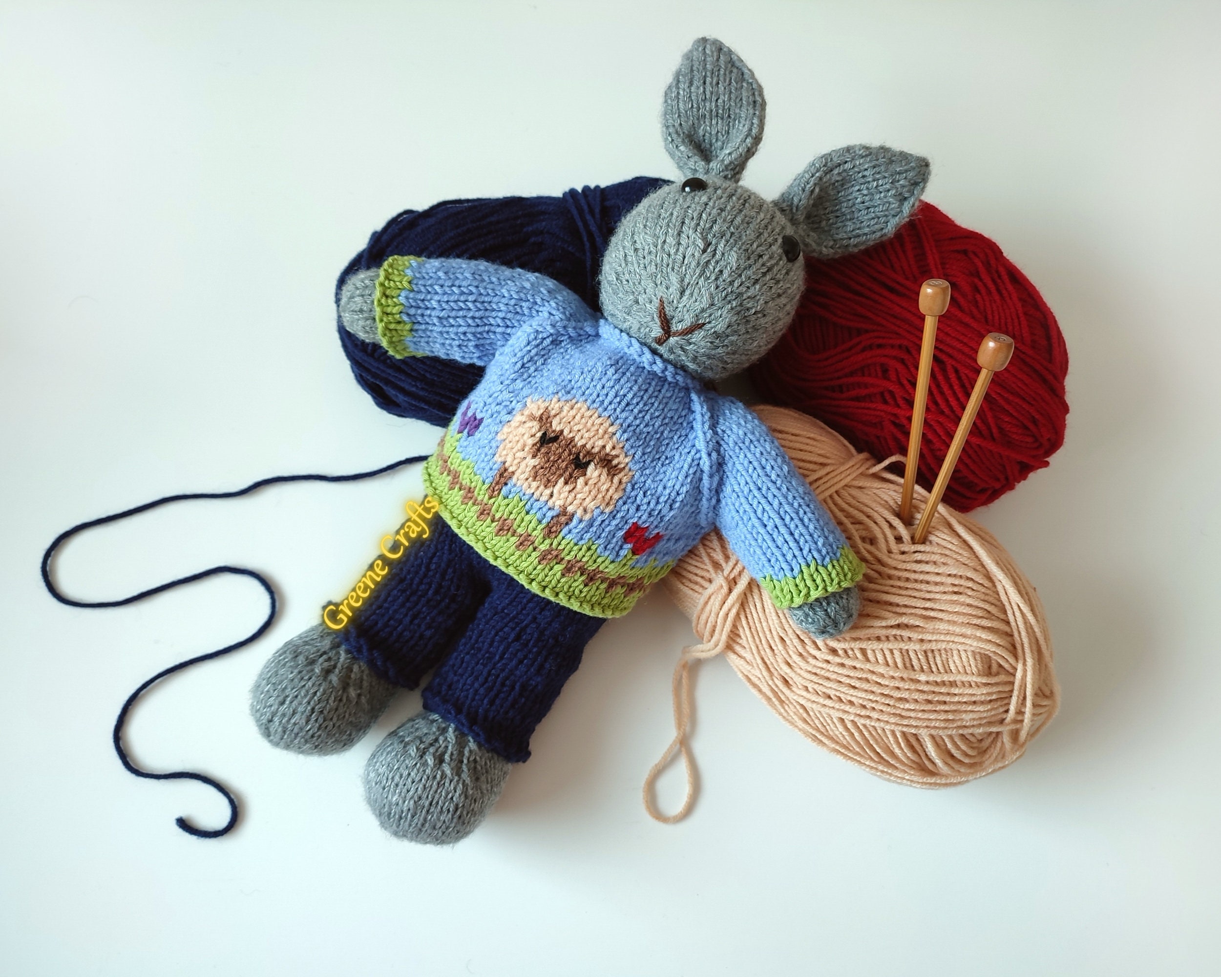 Knit Toy Pattern, Easter Bunny Doll With Clothes, Knit Toy Pattern ...