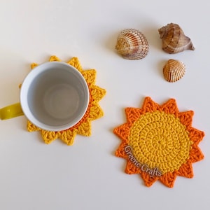 Sun Crochet Coaster PDF Pattern, Summer Coasters, Sunshine Coaster, Sun ...