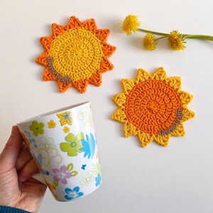 Sun Crochet Coaster PDF Pattern, Summer Coasters, Sunshine Coaster, Sun ...