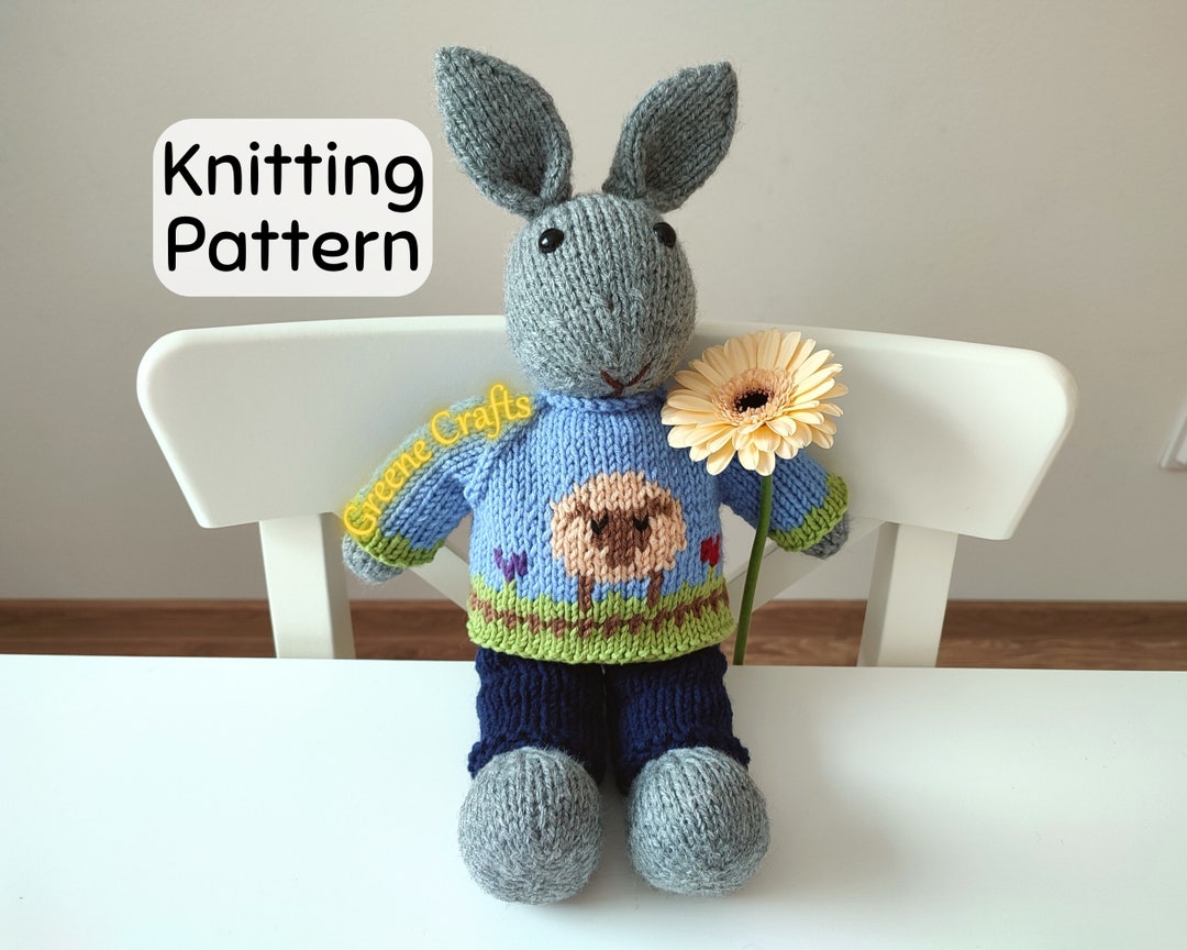 Knit Toy Pattern, Easter Bunny Doll With Clothes, Knit Toy Pattern ...