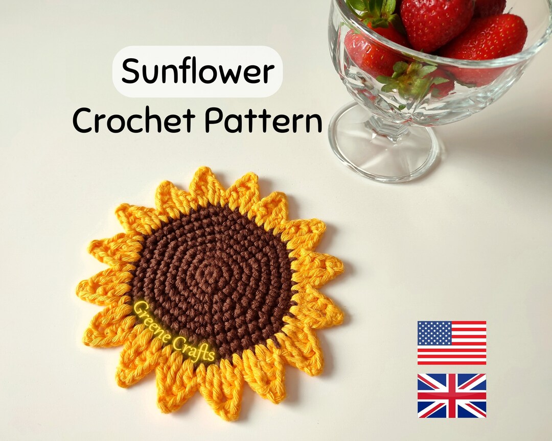 Sunflower Crochet Coaster PDF Pattern, Summer Coasters, Sunflower ...