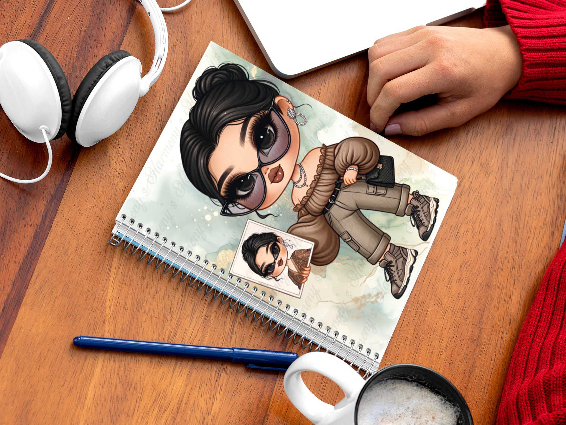 Chibi Doll Printable Notebook Cover, Planner Cover, Spiral Notebook ...