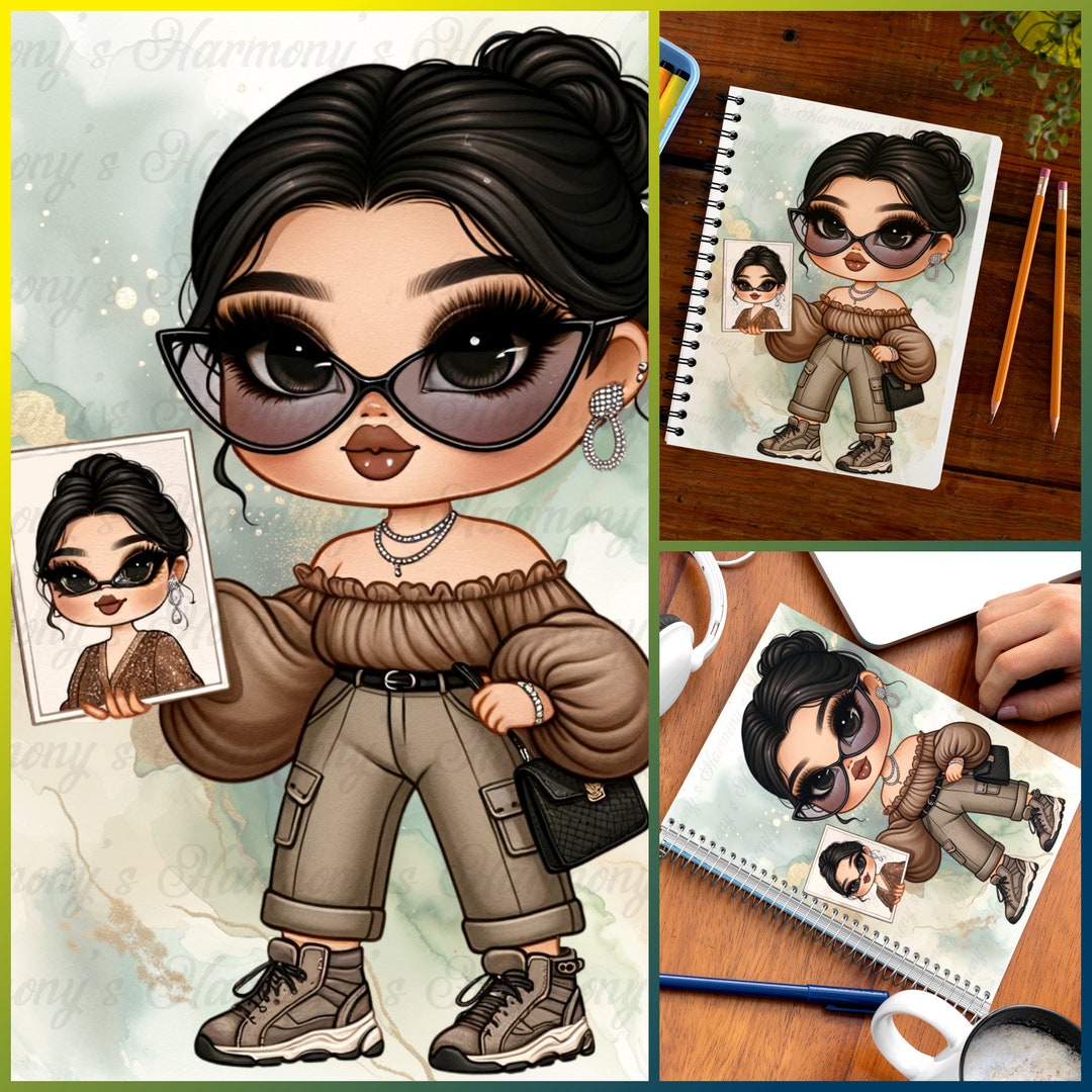 Chibi Doll Printable Notebook Cover, Planner Cover, Spiral Notebook ...