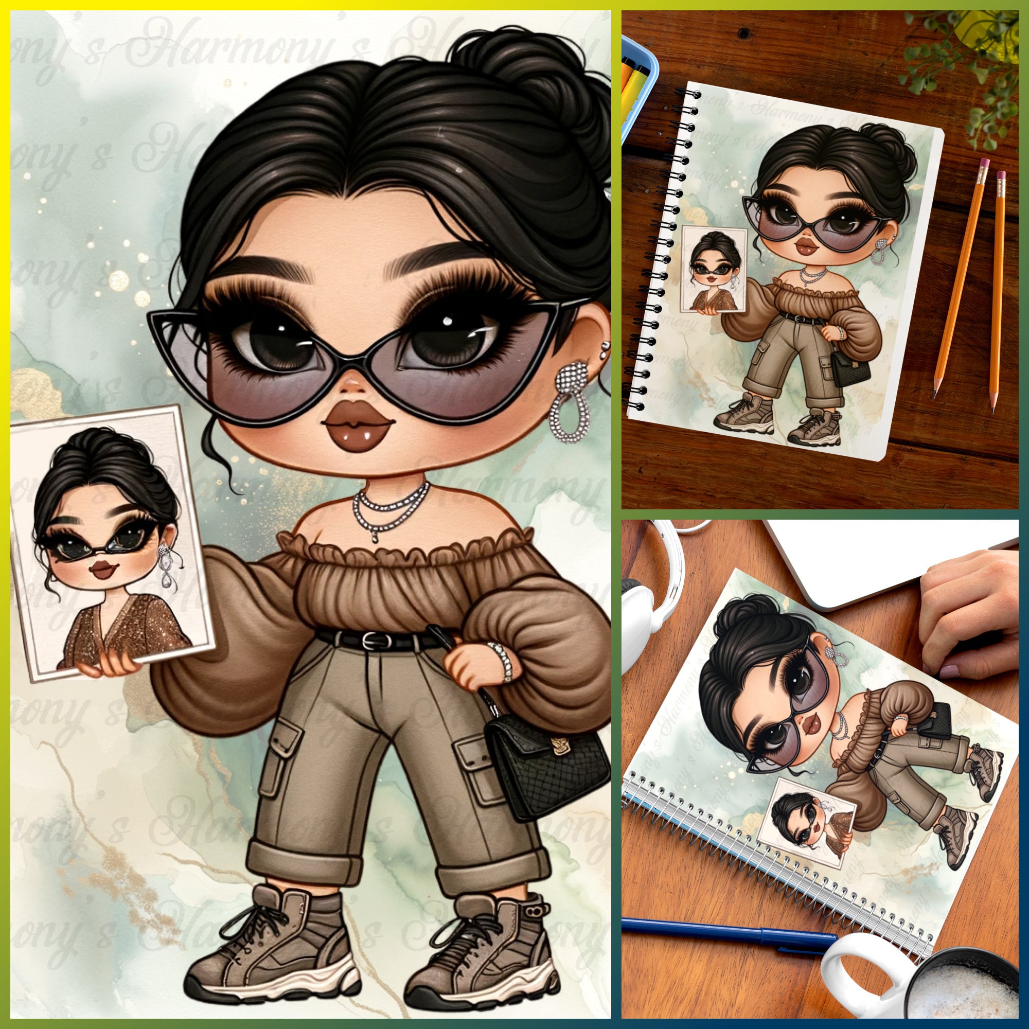 Chibi Doll Printable Notebook Cover, Planner Cover, Spiral Notebook ...