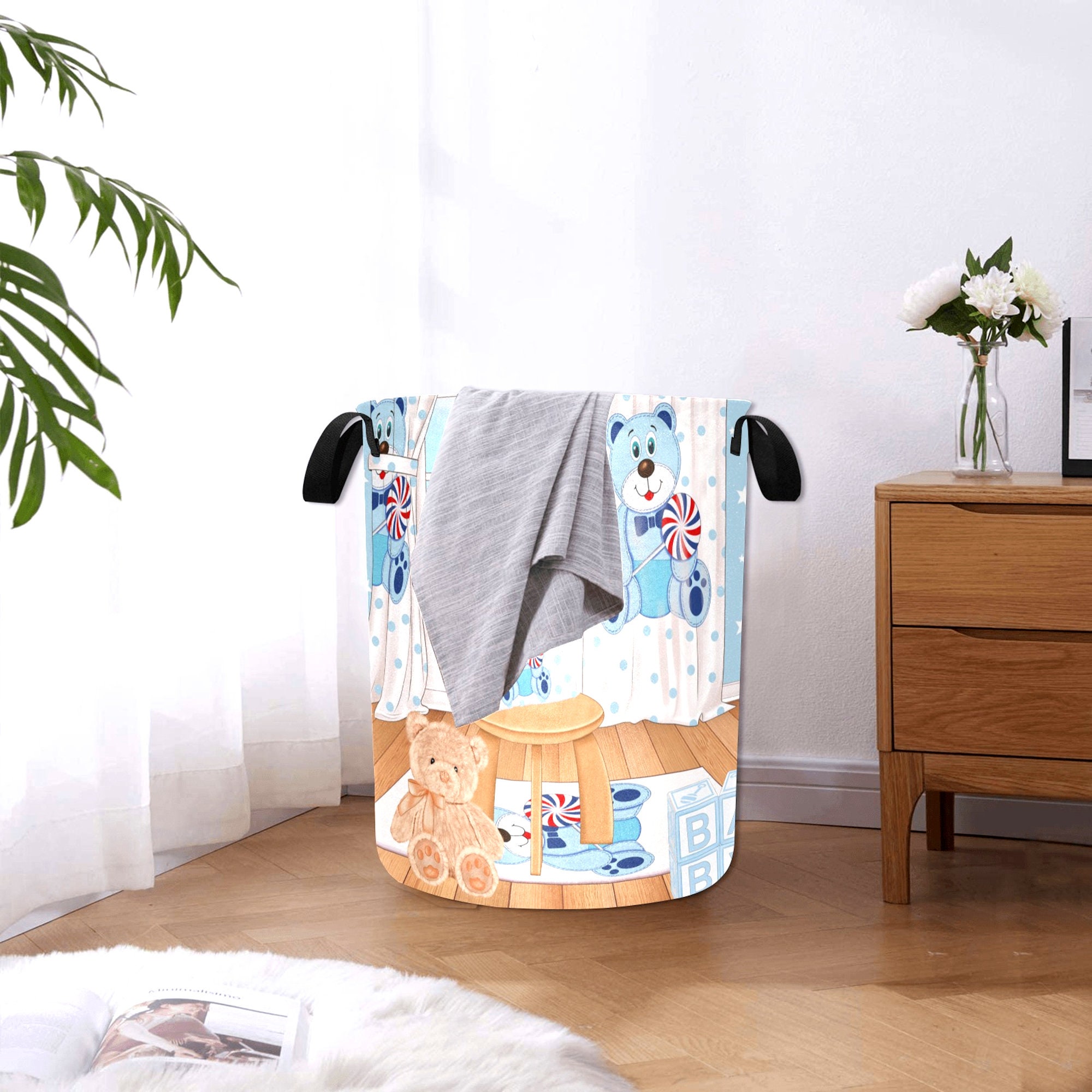 Blue Teddy Bear Laundry Basket - Etsy