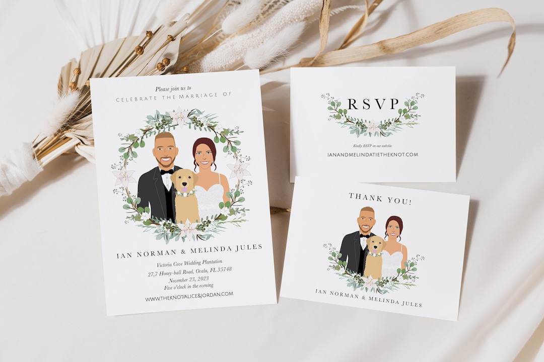 Custom Illustrated Wedding Invitation | Drawing on Invite | Custom ...