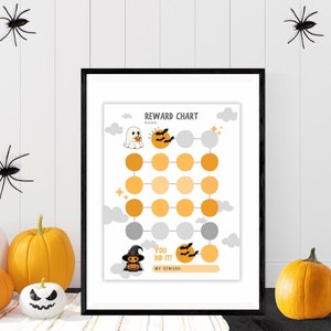 Spooky Reward Chart, Toddler Sticker Chart, Chore Chart, Kindergarten ...