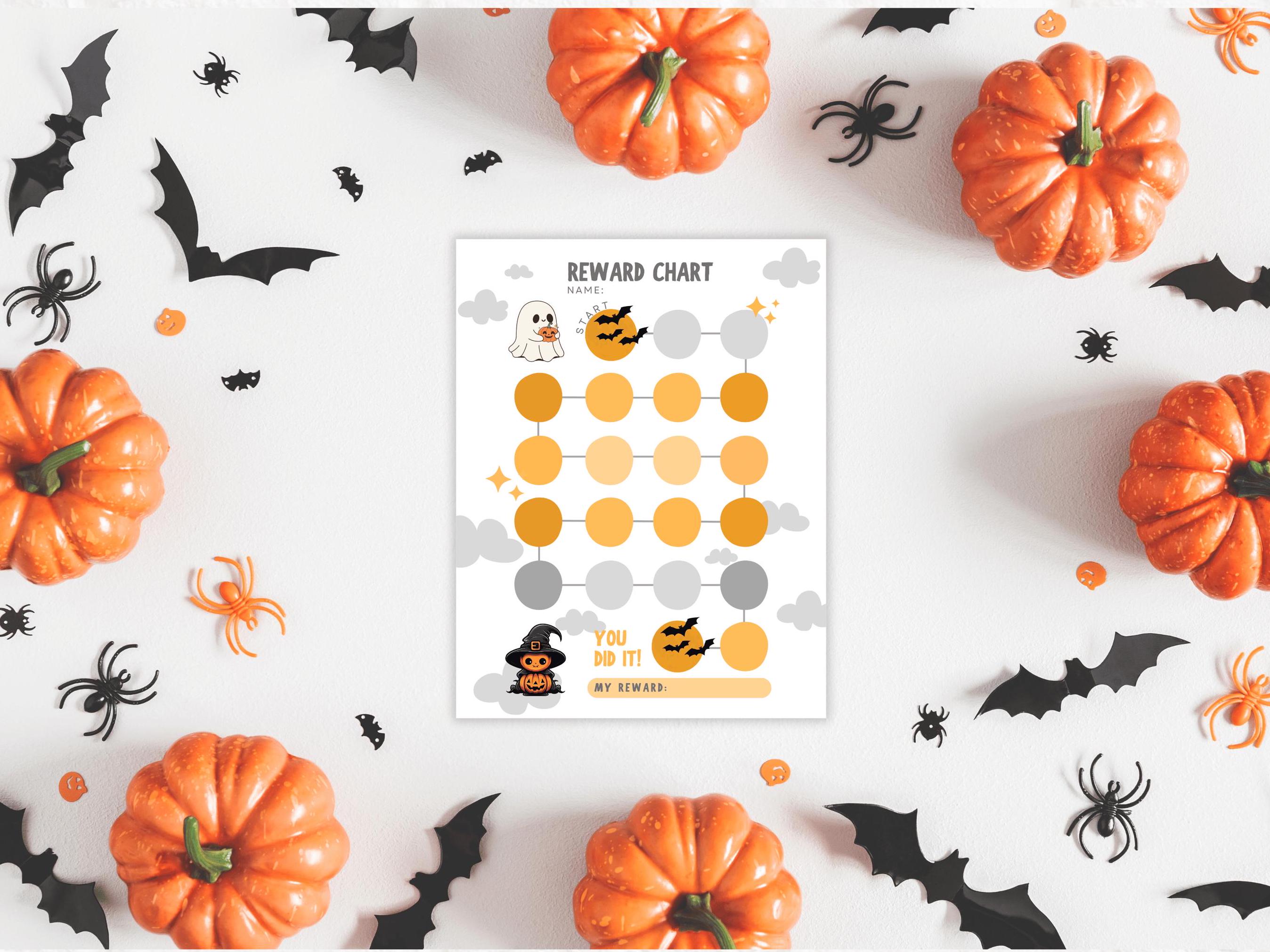 Spooky Reward Chart, Toddler Sticker Chart, Chore Chart, Kindergarten ...