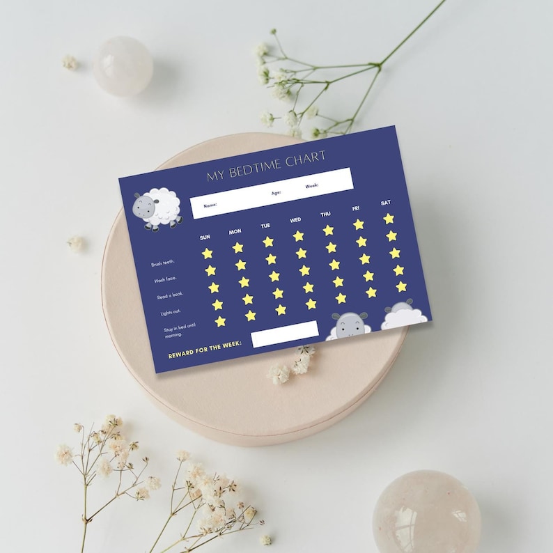 Bedtime Chart, Reward Chart, Sleep Chart, Sleep Planner, Toddler ...