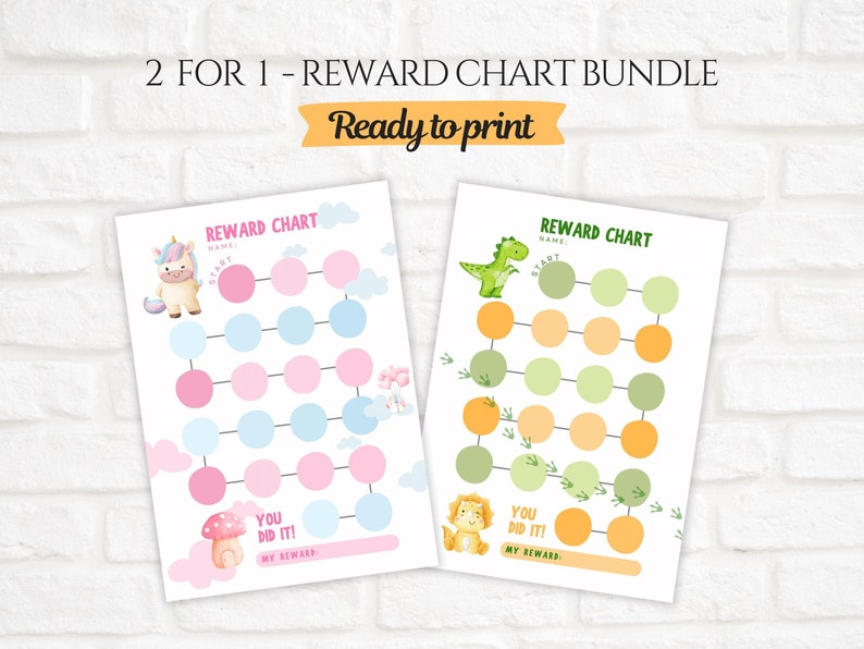 Reward Chart, 2 for 1 Toddler Sticker Chart, Chore Chart, Kindergarten ...
