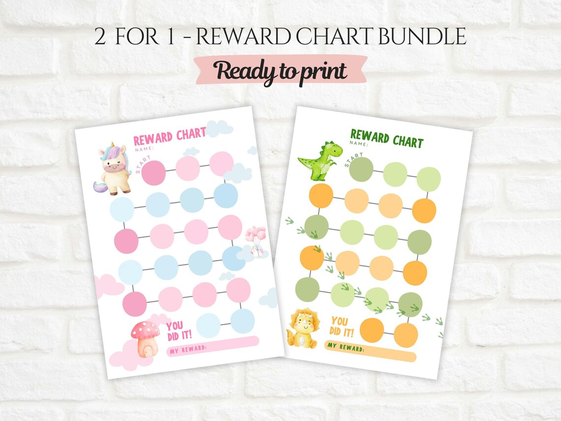Reward Chart, 2 for 1 Toddler Sticker Chart, Chore Chart, Kindergarten ...