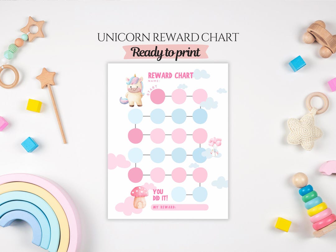 Unicorn Sticker Chart, Pink Kids Reward Chart, Chore Chart ...