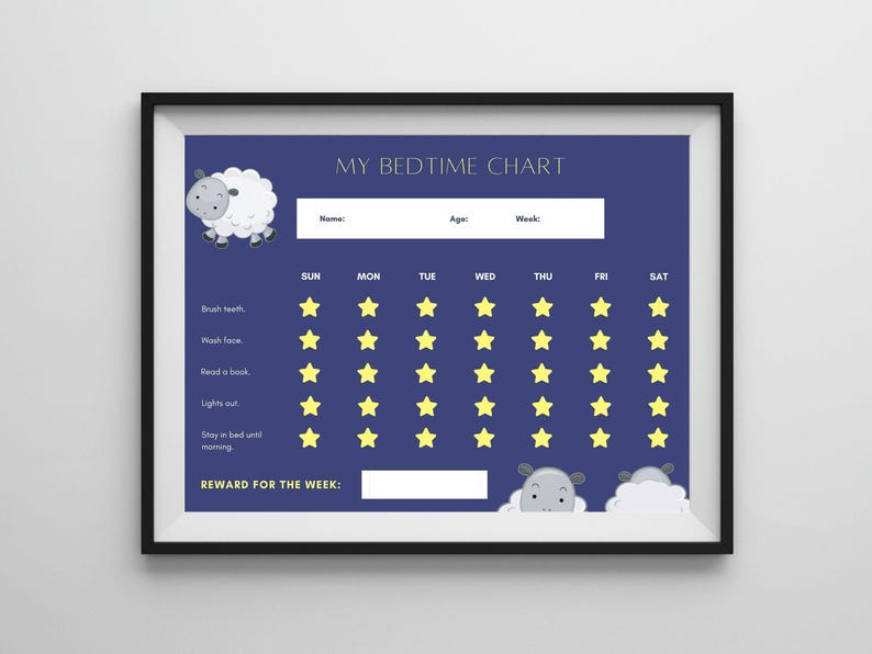 Bedtime Reward Chart, Sleep Chart, Sleep Planner, Toddler Routine ...
