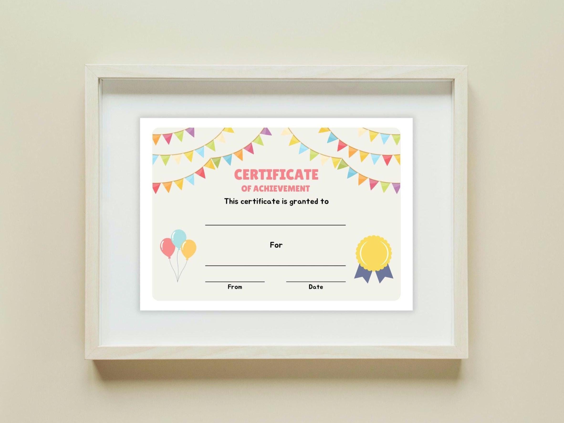 Kids Award Certificate, Editable PDF, Certificate of Achievement ...