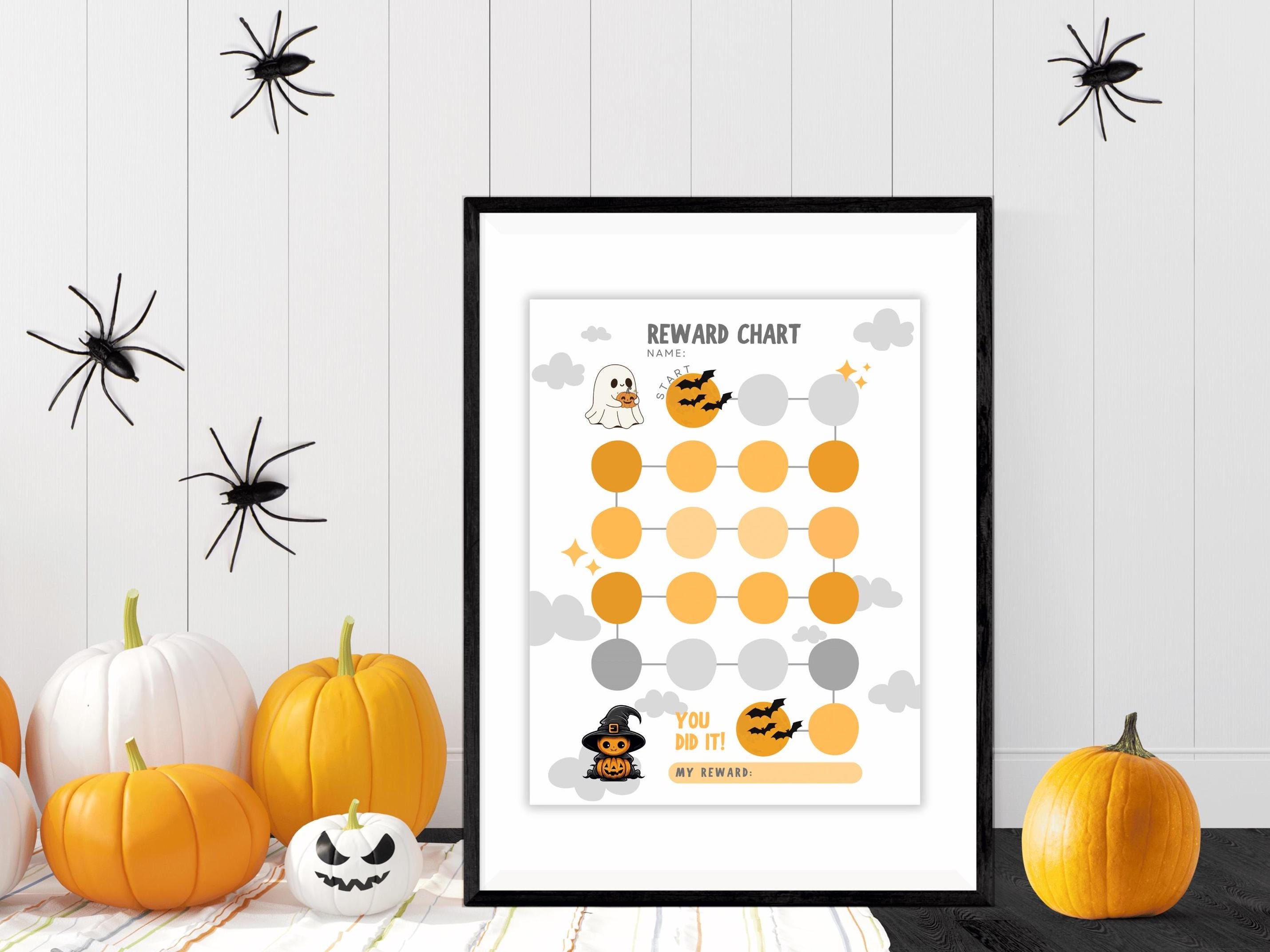 Spooky Reward Chart, Toddler Sticker Chart, Chore Chart, Kindergarten ...