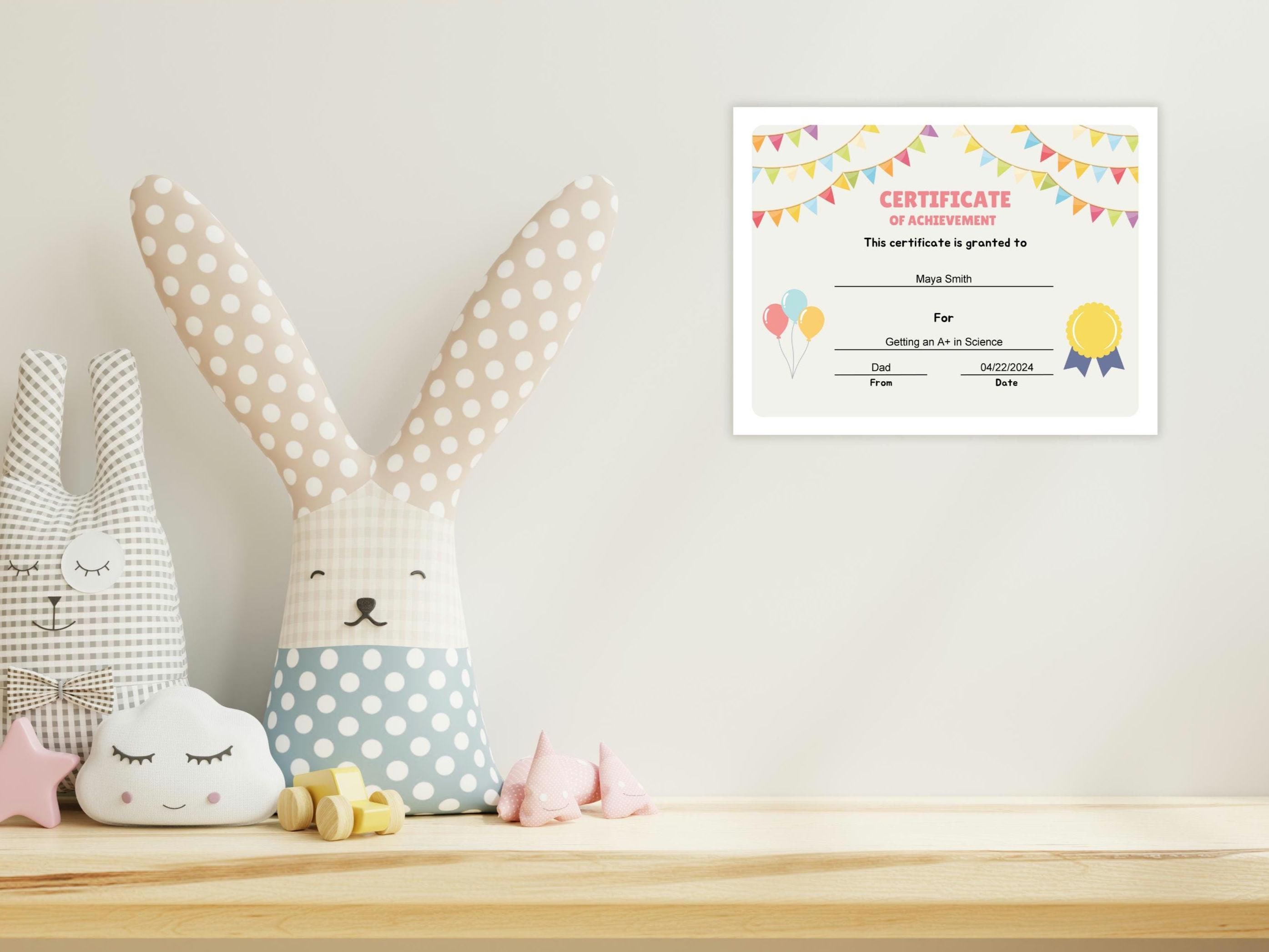 Kids Award Certificate, Editable PDF, Certificate of Achievement ...