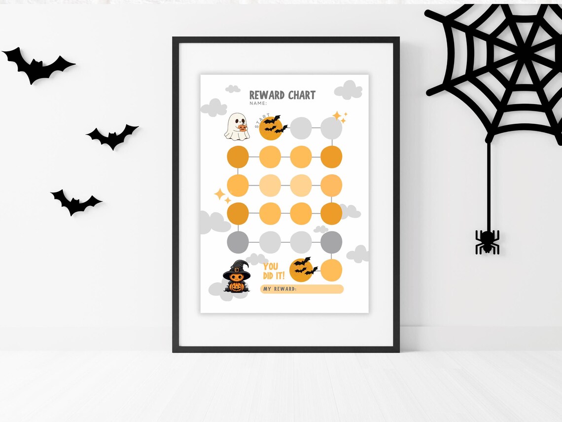 Spooky Reward Chart, Toddler Sticker Chart, Chore Chart, Kindergarten ...