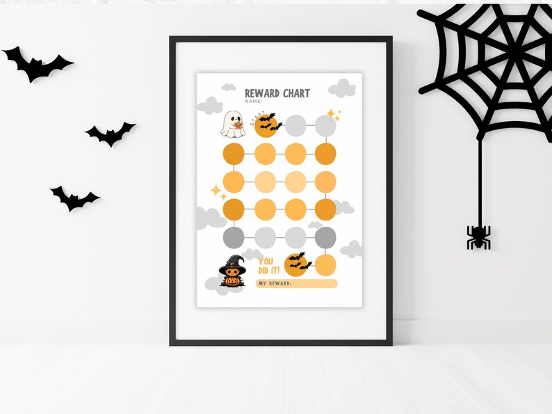 Spooky Reward Chart, Toddler Sticker Chart, Chore Chart, Kindergarten ...